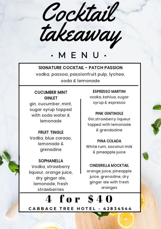 Menu at Cabbage Tree Hotel pub & bar, Fairy Meadow