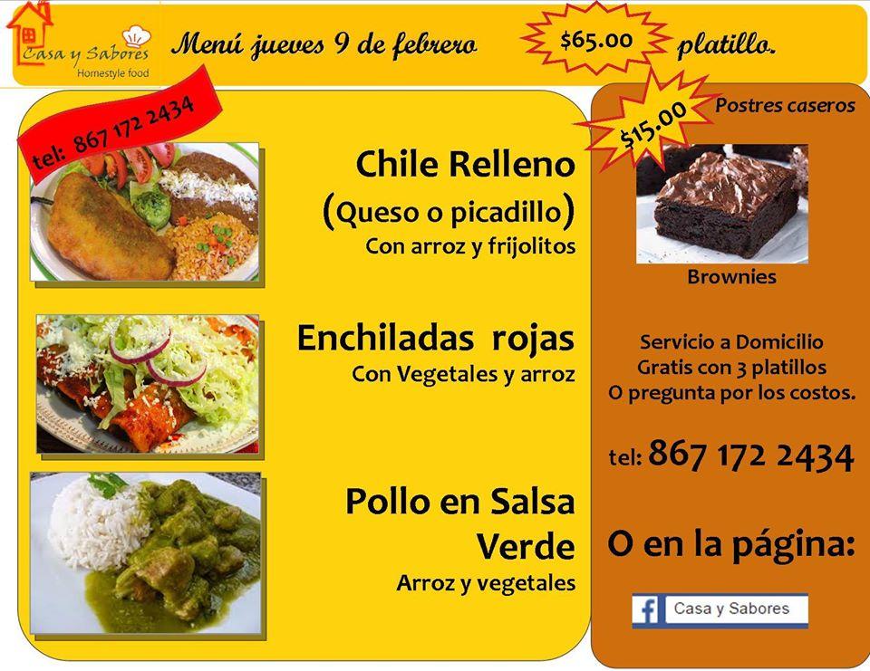 Menu at Casa y Sabores restaurant, Nuevo Laredo