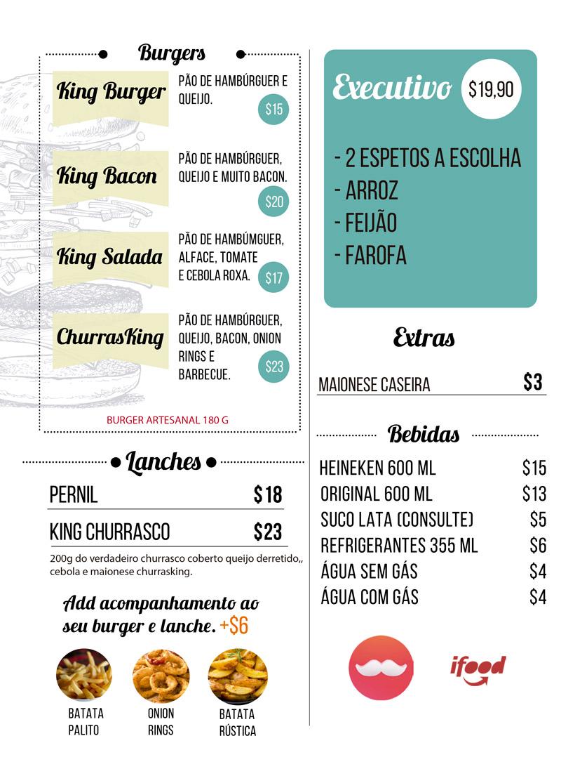 Menu at King Bar & Grill, São Paulo, R. Palestra Itália