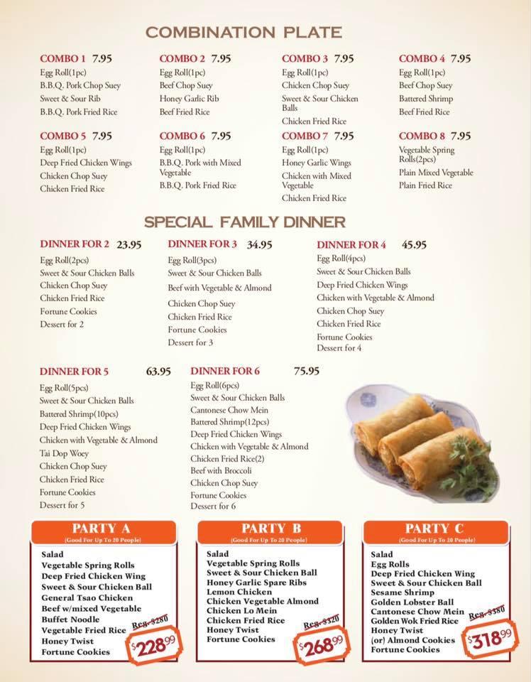 Menu at Golden Wok Chinese Restaurant, Orillia