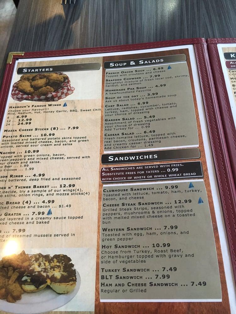 Menu at Harbour Restaurant, Channel-Port aux Basques, 122 Caribou Rd