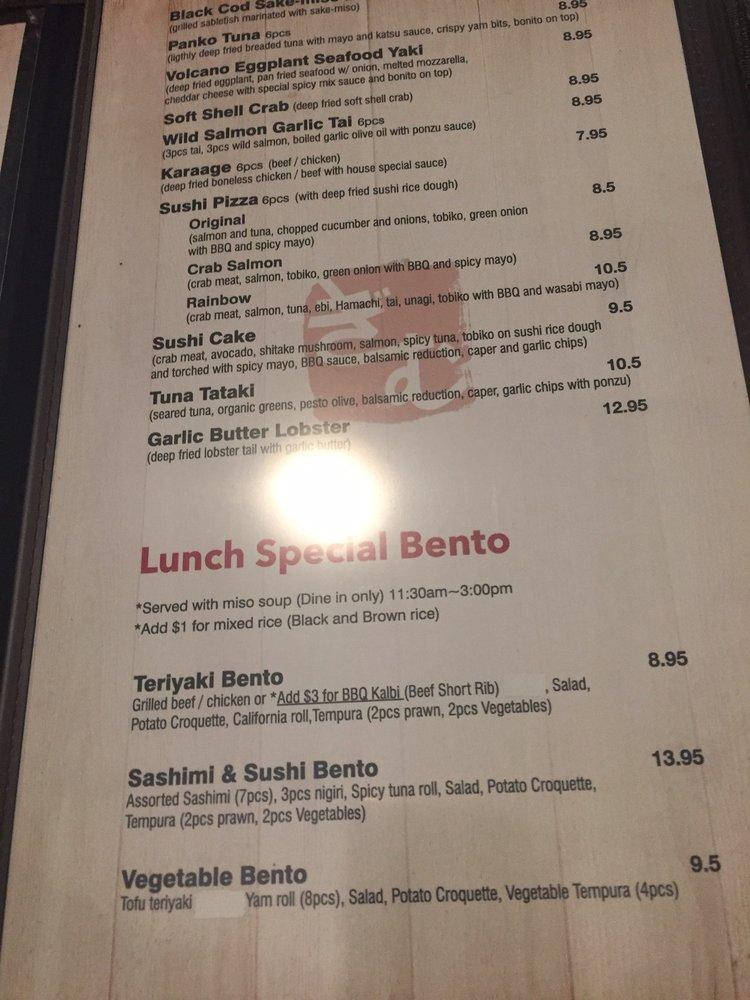 Menu at Kimu Japanese Cuisine restaurant, Vancouver