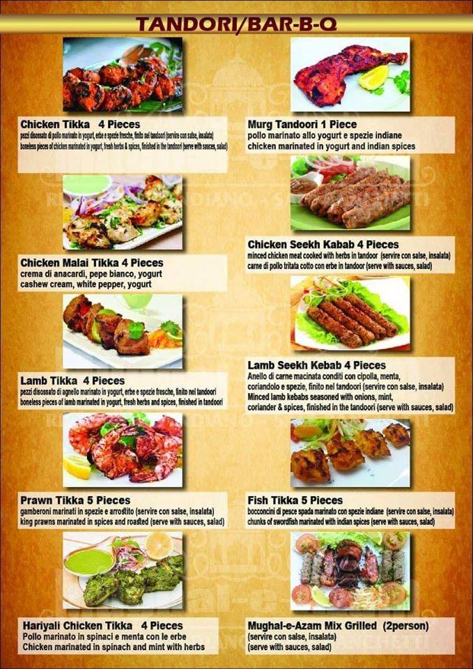 Menu at Mughal-e-Azam restaurant, Naples