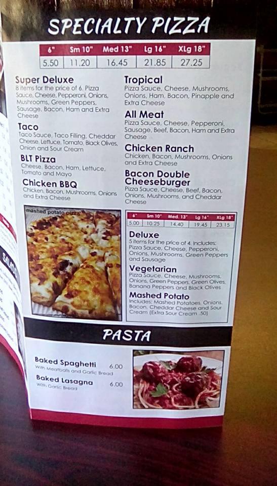 Menu at Sarah's Pizza Lewisburg pizzeria, Lewisburg