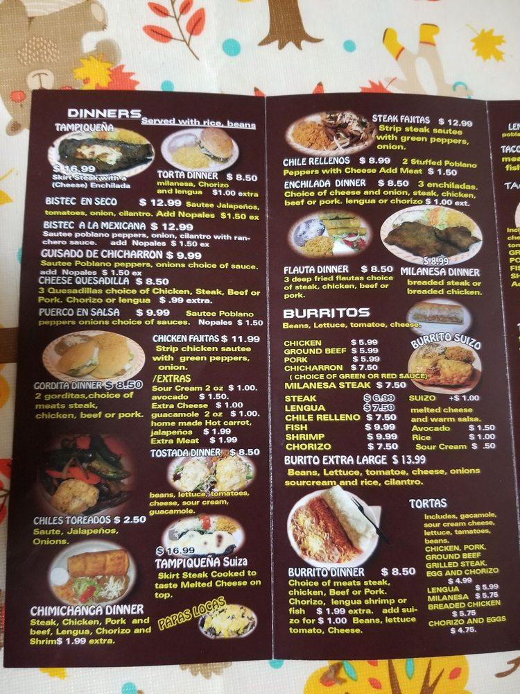 Menu at Don Andres #3 restaurant, Munster