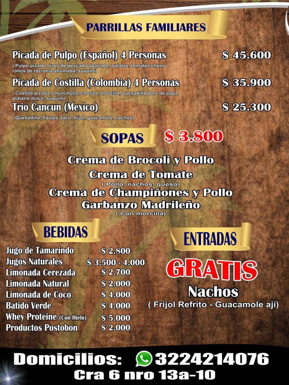 Menu at El coco bongo chinchina restaurant, Chinchiná