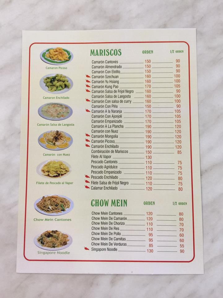 Carta del restaurante Food Village, Tijuana