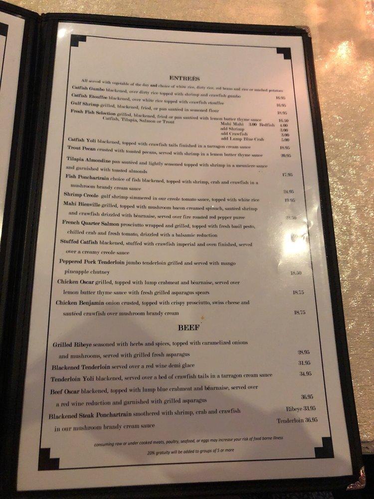 Menu at French Quarter Grille restaurant, Austin, Interstate 35 #600