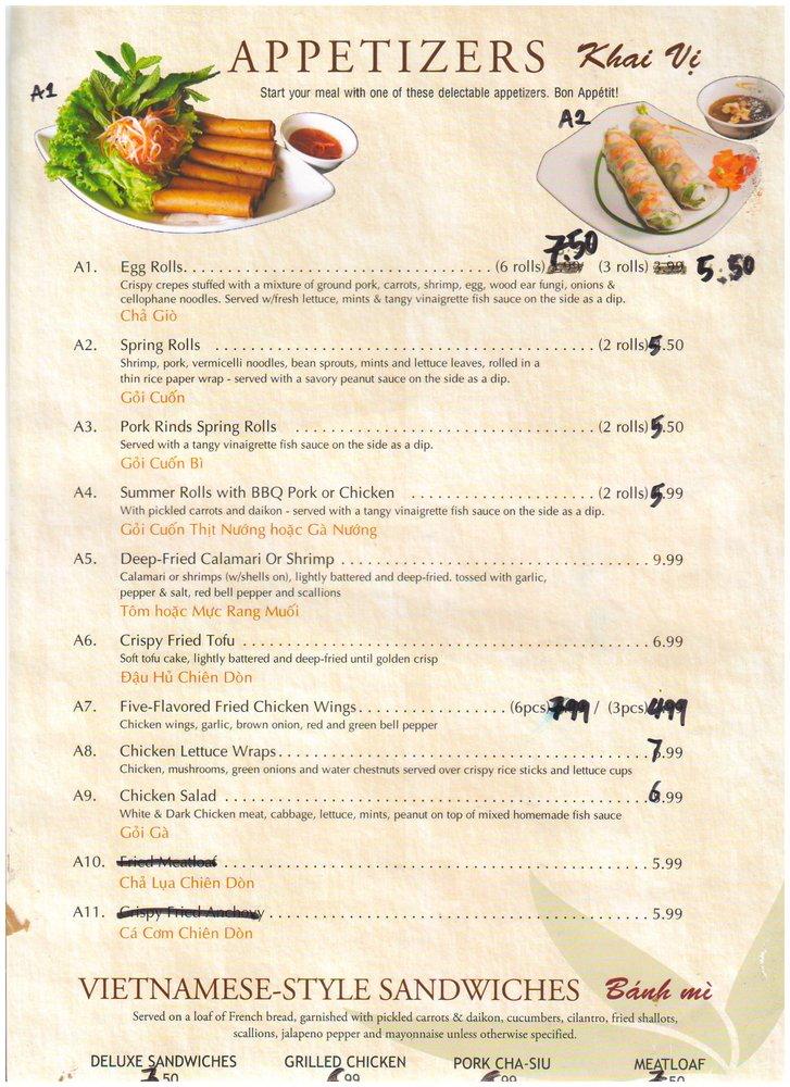 Menu at Pho Lena & Grill restaurant, Escondido