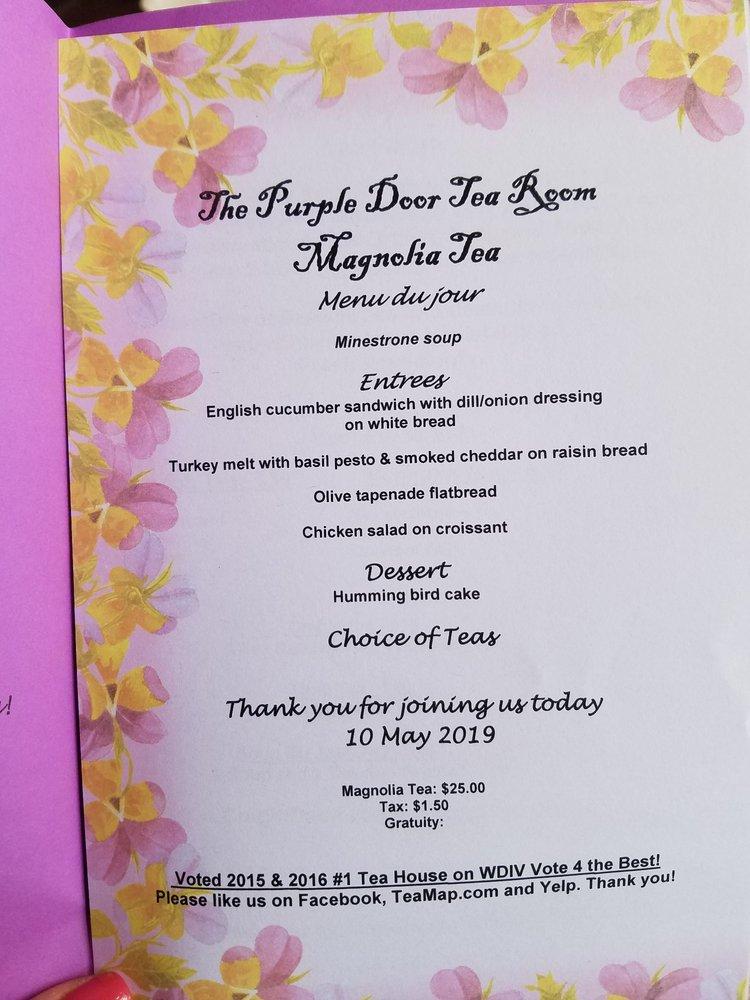 Menu at Purple Door Tearoom cafe, Ferndale
