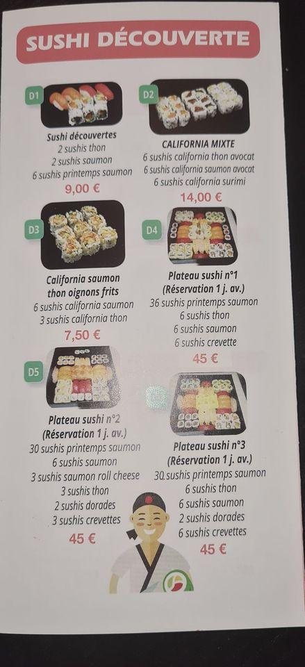 Menu at Le Sapporo, Fleurus