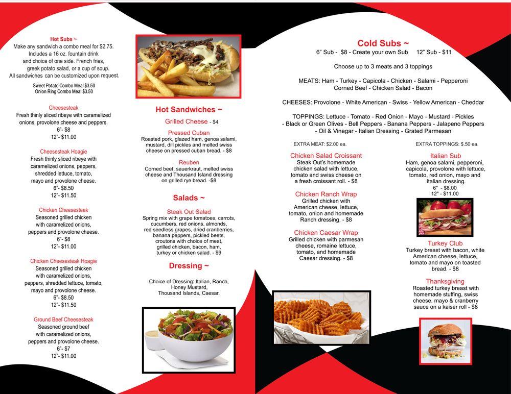 Menu at Steak Out Subs fast food, Crystal River