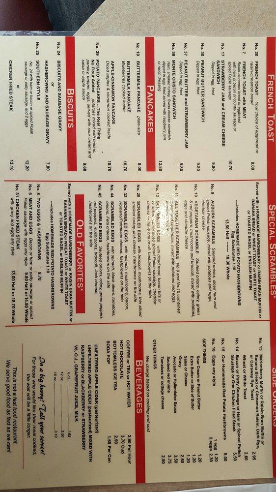 Menu at Sun Break Cafe, Auburn