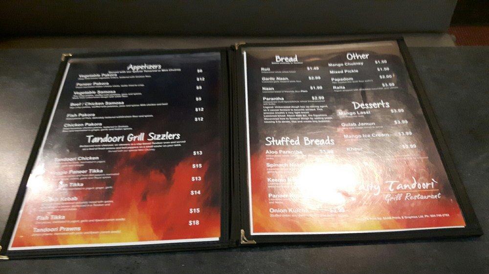 Menu at Tasty Tandoori Grill restaurant, Vanderhoof