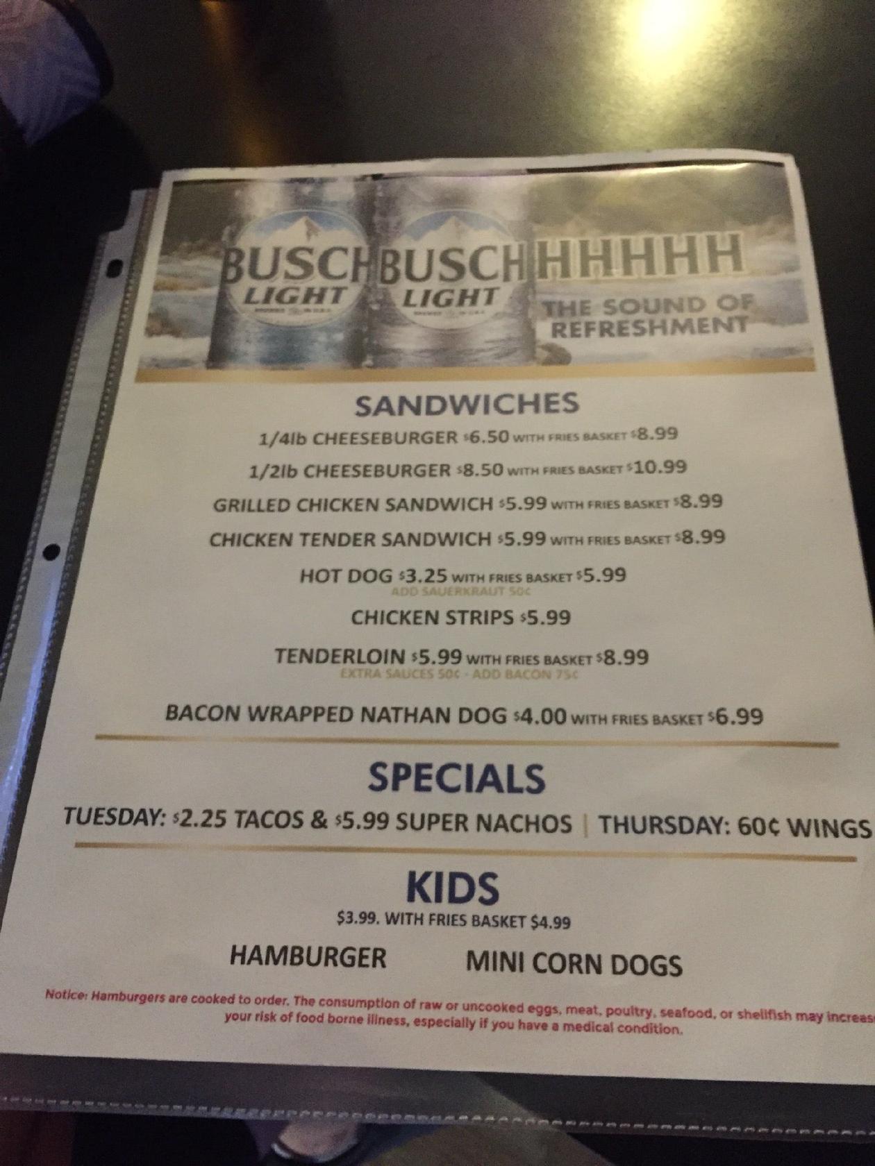 Menu at The Hood pub & bar, Silver City, 405 Main St