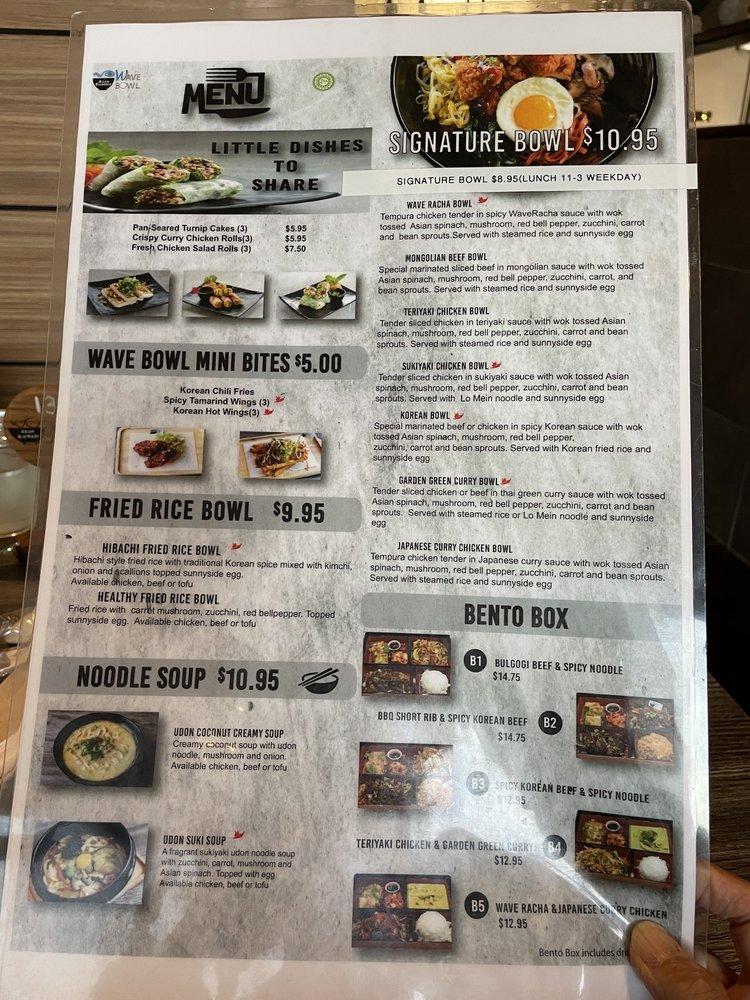 Carta del restaurante Wave Bowl BBBop, Plano