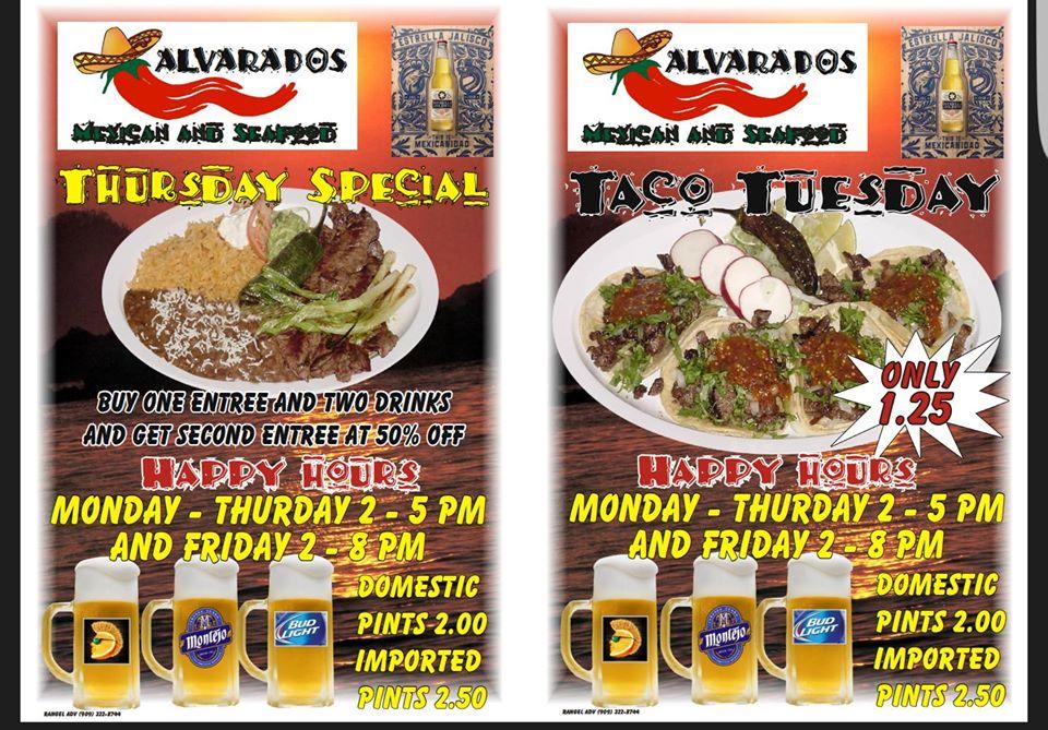 Menu at Alvarados Mexican and Seafood restaurant, Murrieta