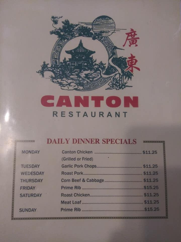 Menu at Canton Restaurant, Barstow