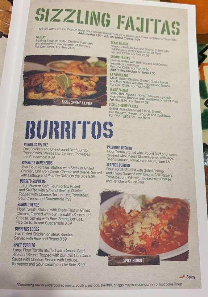 Menu at El Amigo Mexican Restaurant, Milledgeville