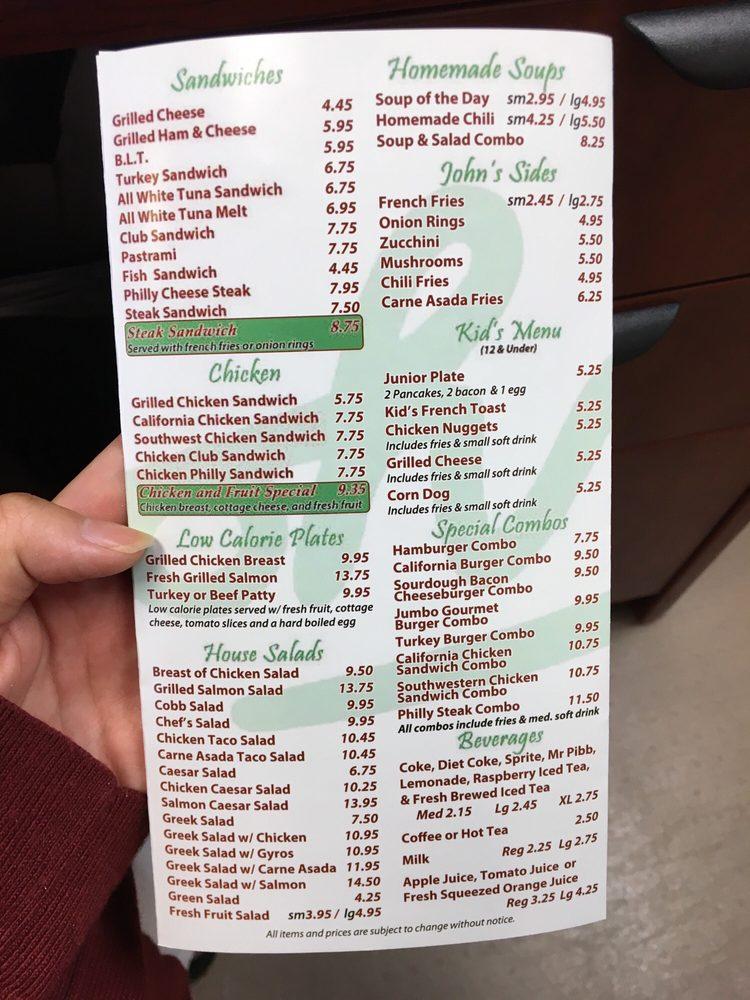 Menu at John's Restaurant, Palm Desert, CA-111