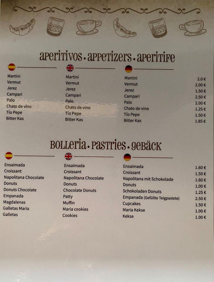 Carta de Bar Mingo, Manacor