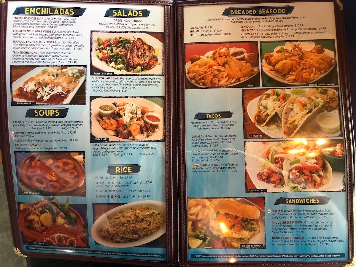 Menu at Vida Mariscos pub & bar, Katy
