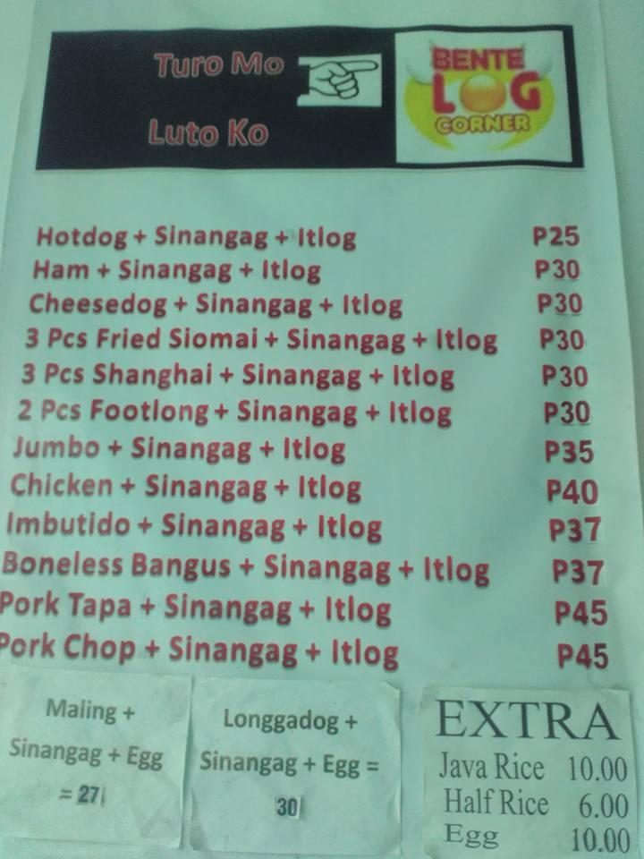 Carta del restaurante Bentelog and shake, Calapan