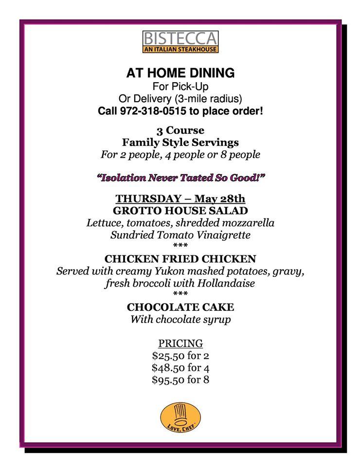 Menu at Bistecca - An Italian Steakhouse, Highland Village