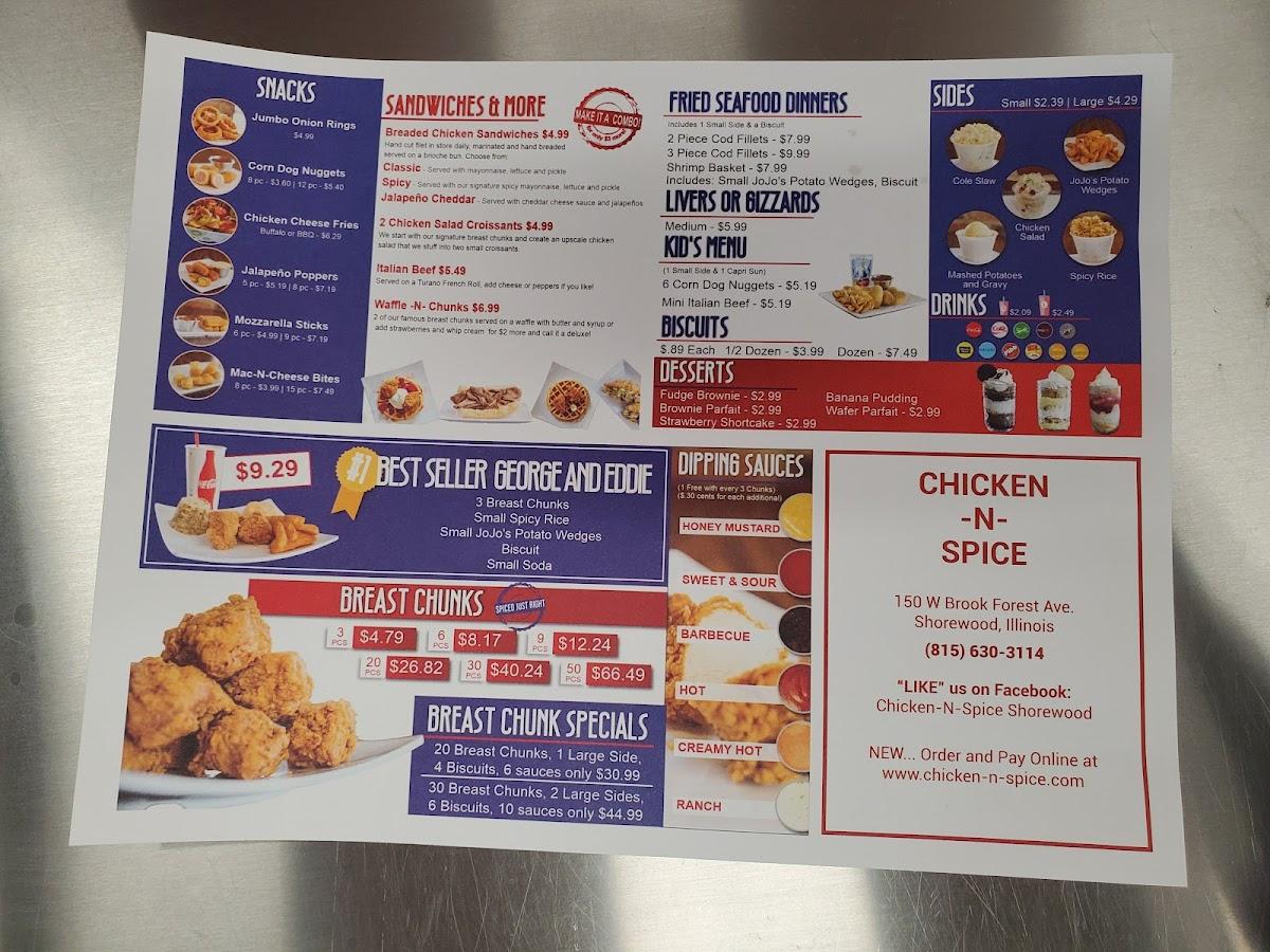 Menu at Chicken-N-Spice Shorewood desserts, Shorewood