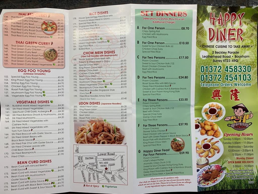 Menu at Happy Diner fast food, Leatherhead