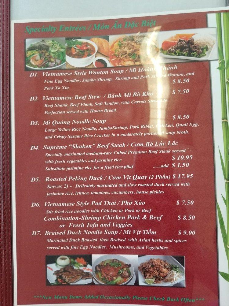 Menu at Pho 515 restaurant, Des Moines, 801 University Ave