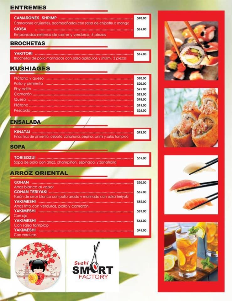 Carta del restaurante Sushi Smart Factory, Ciudad del México, Juventino ...