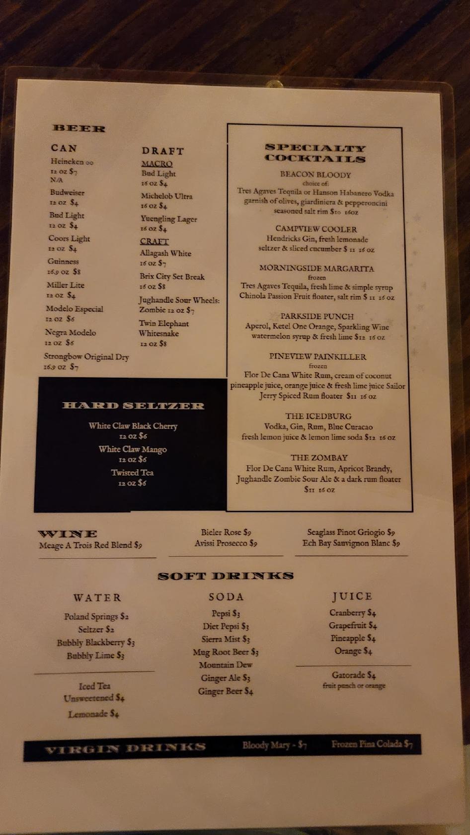 Menu at Half Moon pub & bar, Keansburg
