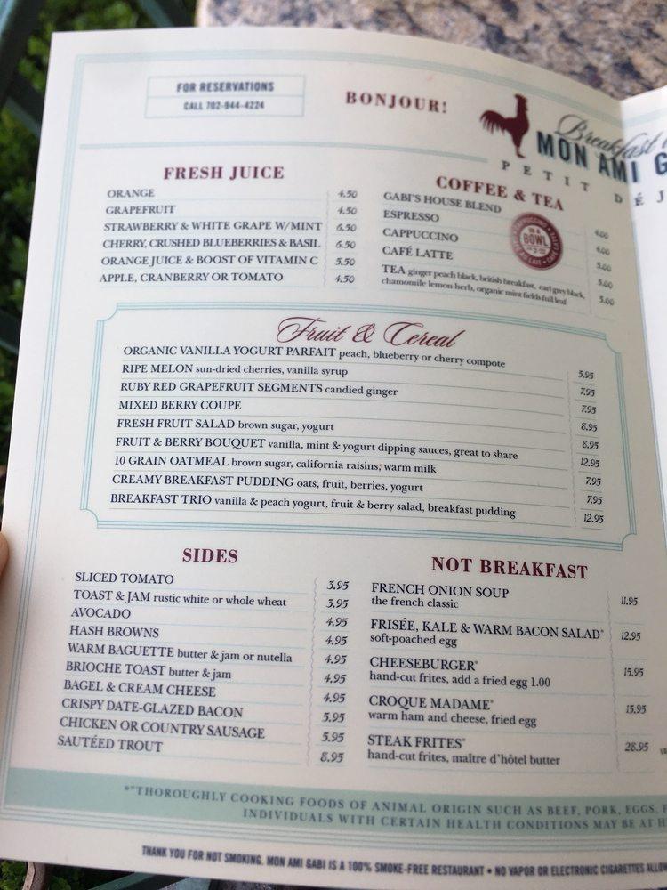 Menu at Mon Ami Gabi steakhouse, Las Vegas, S Las Vegas Blvd South