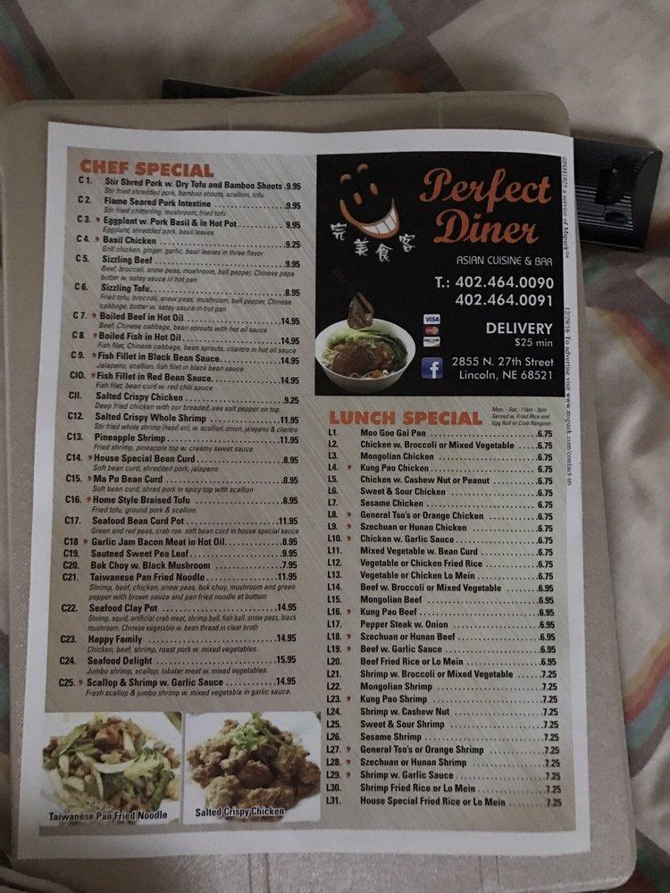 Menu at Perfect Diner restaurant, Lincoln