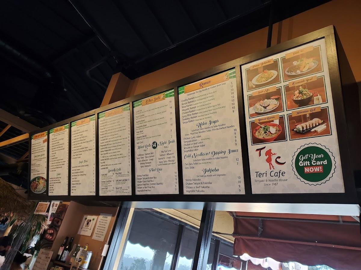 Menu at Teri Cafe, Oceanside, S El Camino Real UNIT 123