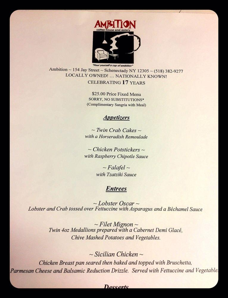 Menu at Ambition Coffee & Eatery, Inc cafe, Schenectady