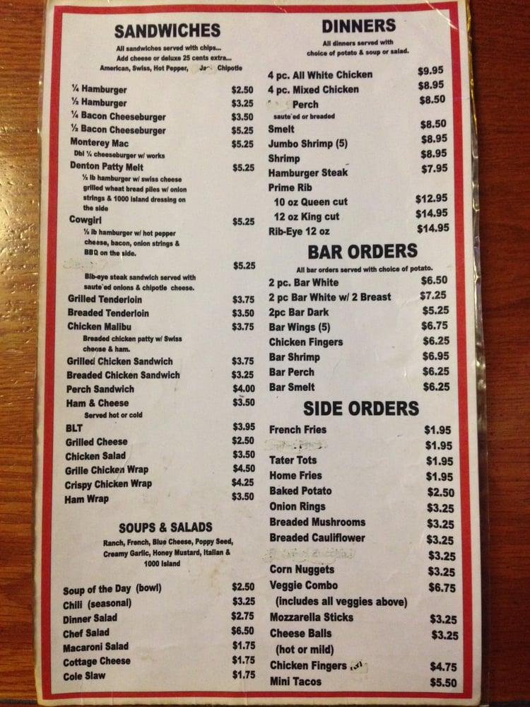 Menu at Denton's Corner Tavern pub & bar, Monterey