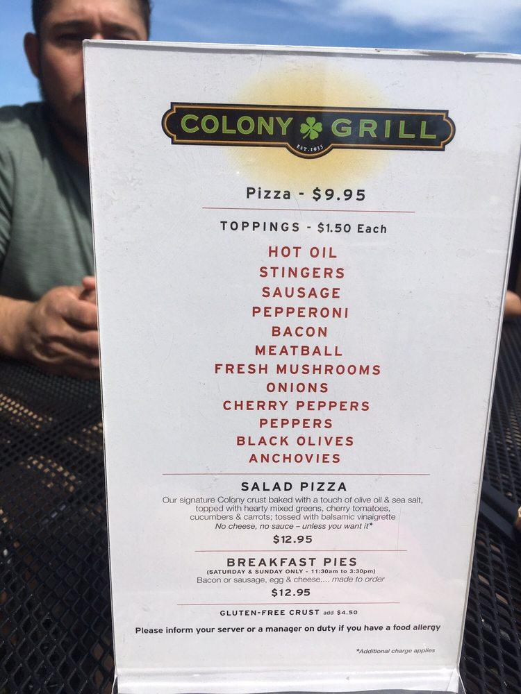 Menu at Colony Grill pizzeria, Port Chester