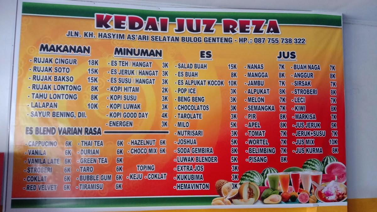 Menu at Kedai Jus restaurant, Genteng Wetan