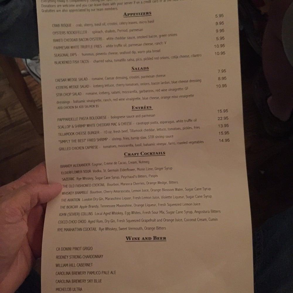 Menu at STIR pub & bar, Chattanooga, Market St