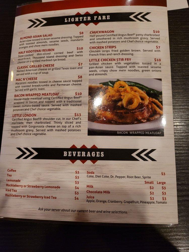Menu at Springs Restaurant & Lounge, Bonners Ferry