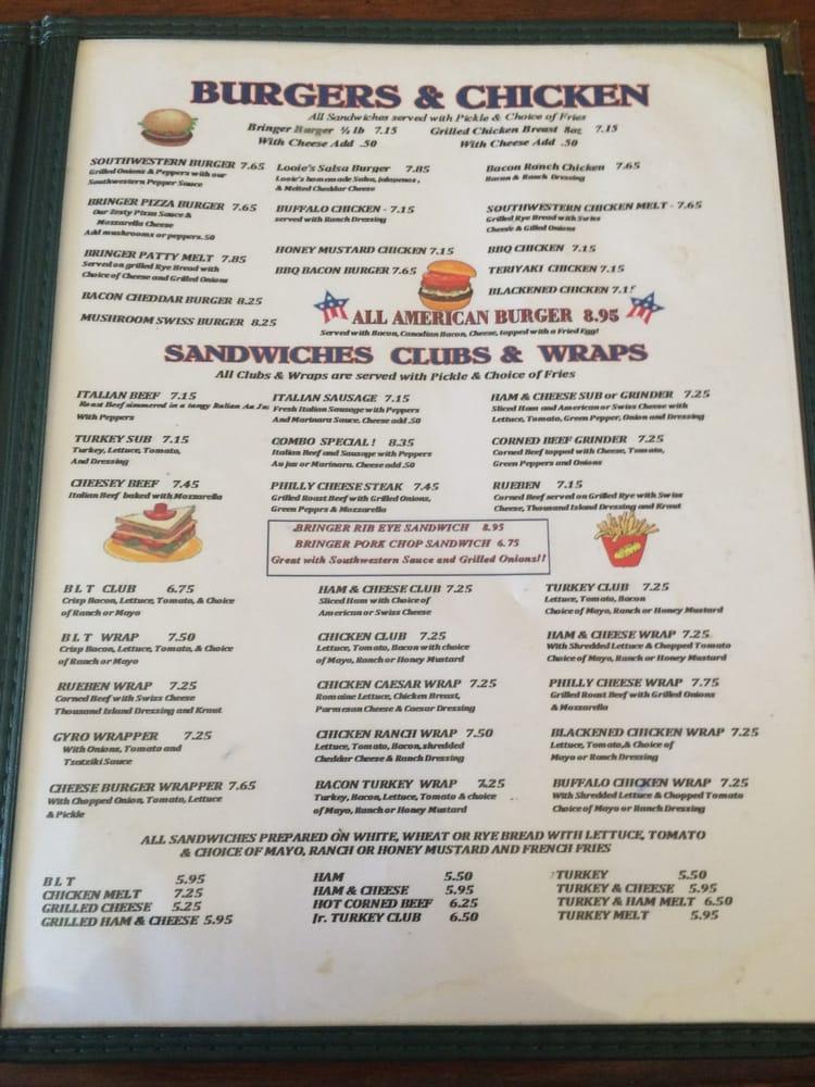 Menu at Bringer Inn pub & bar, Morton Grove