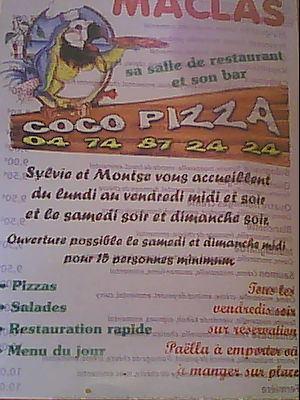 Menu at COCO PIZZA restaurant, Maclas