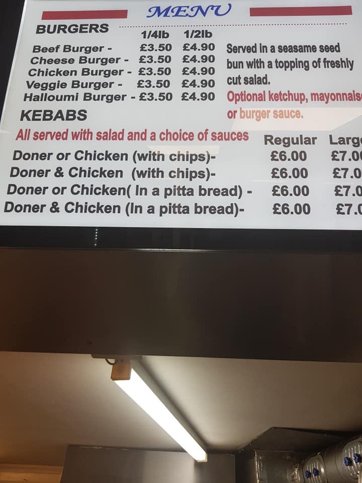Menu at Cor Blimey restaurant, Bourton-on-the-Water