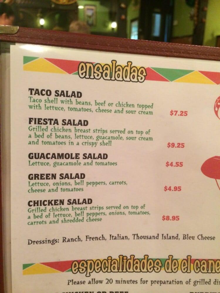 Menu at El Canelo Restaurant, Oakland