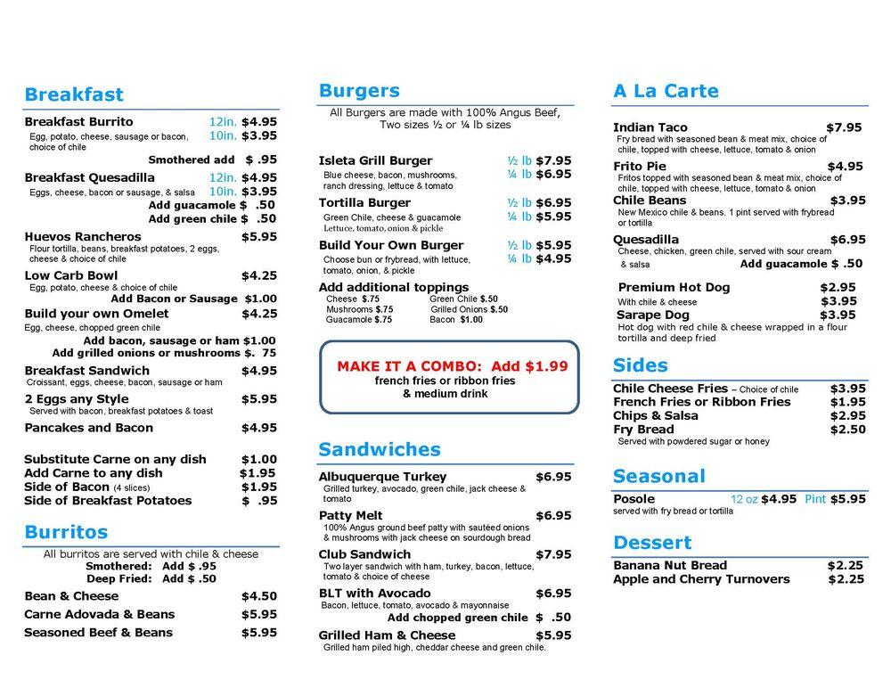 Menu at Isleta Grill restaurant, Albuquerque, NM-47