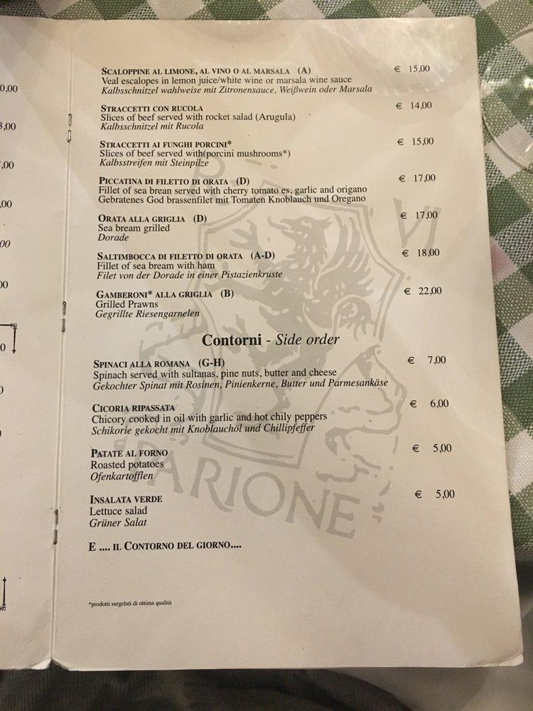Menu at Ponte e Parione - Ristorante Piazza Navona, Rome