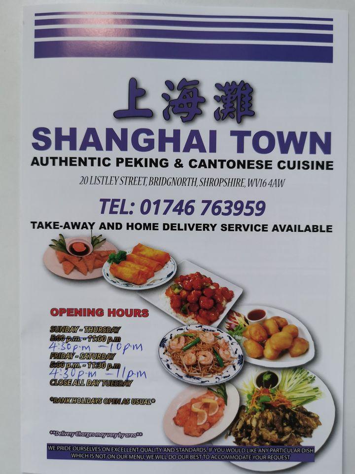 Menu at Shanghai Town fast food, Bridgnorth