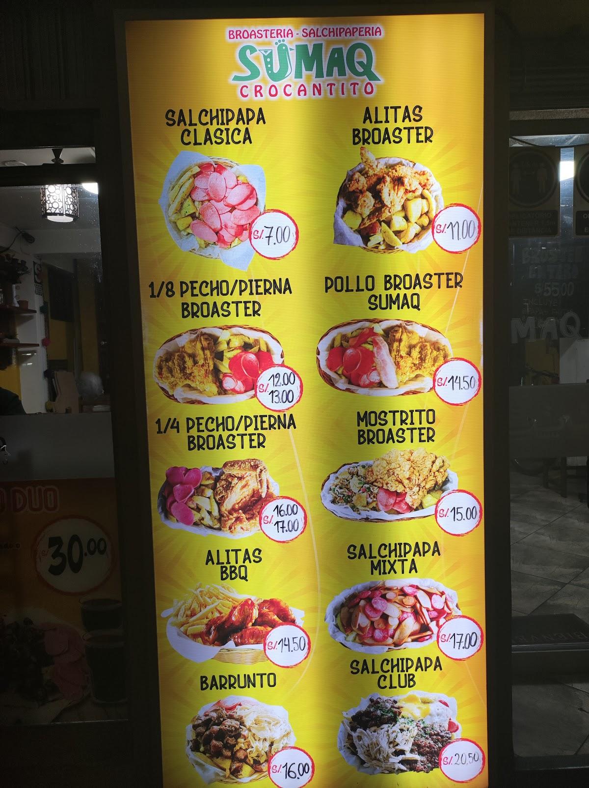 Carta del restaurante Sumaq Broastería y Salchipapería, Arequipa
